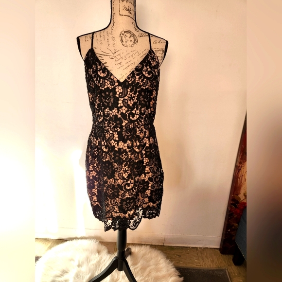 Express | Dresses | Express Double Lined Lace Dress With Nude Lining ...